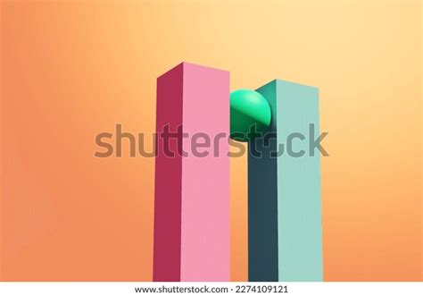 Sphere Stuck Between Two Columns Pressure Stock Illustration 2274109121