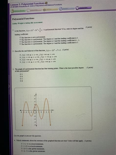 Solved Lesson Polynomial Functions Precalculus Chegg Com