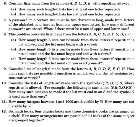 Solved 6 Consider Lists Made From The Symbols Abcde