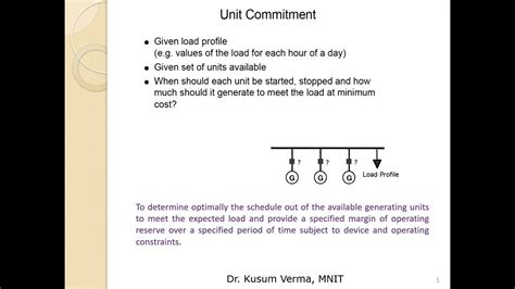 Power Systems Unit Commitment Youtube