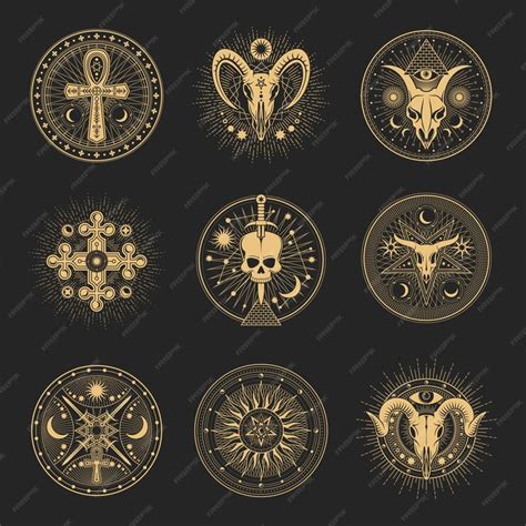 Premium Vector Occult And Esoteric Pentagram Magic Tarot Symbols