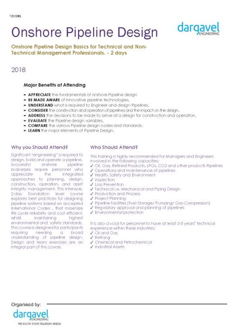 Oil Pdf 177274 Onshore Pipeline Design Course Brochure