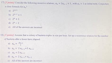 solved 17 [1 points] consider the following recursive