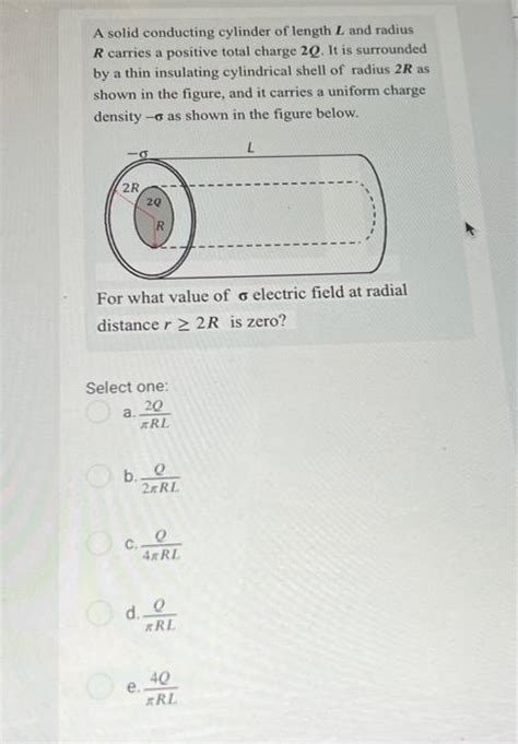 Solved A Solid Conducting Cylinder Of Length L And Radius R