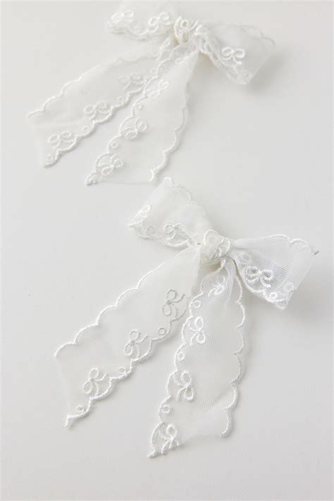 Printed Lace Hair Bow Clip Set Urban Outfitters Australia Clothing