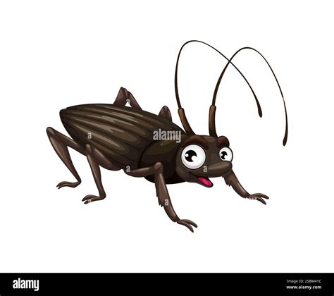 Cartoon Funny Beetle Barbel Character With Long Antennae And Cheerful
