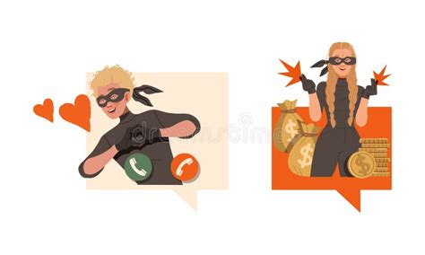 Female Hacker Criminals In Black Masks Stealing Personal Data And Money Online Dating Scam