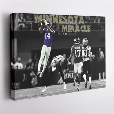 Minnesota Miracle Poster Touchdown Vikings Saints Canvas Wall Art Home