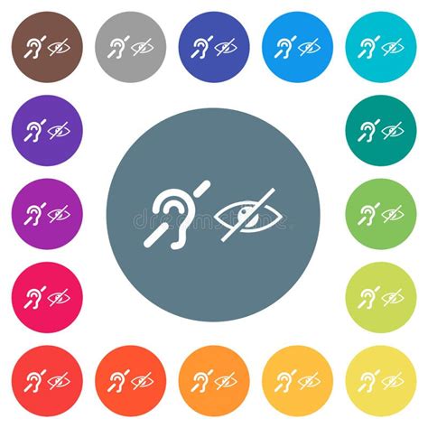 Het Horen En Visueel Gehandicapte Symbolen Vlakke Witte Pictogrammen Op