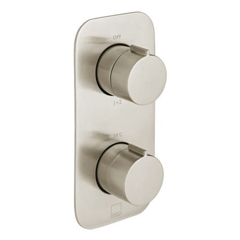 Round 2 Way Concealed Thermostatic Shower Unit Brushed Nickel Bc