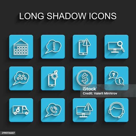 회선 자동차 서비스 전화 통화가 가능한 말풍선 캘린더 모니터 느낌표 남자 헤드셋 모바일 질문 및 느낌표 동전 돈 달러 아이콘을 설정합니다 벡터 1위에 대한 스톡 벡터 아트