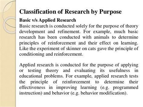Classification Of Research By Purpose And Method