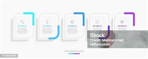 아이콘과 5가지 옵션 또는 단계가 있는 벡터 인포그래픽 레이블 디자인 템플릿입니다 프로세스 다이어그램 프레젠테이션 워크플로 레이아웃 배너 플로우 차트 정보 그래프에 사용할