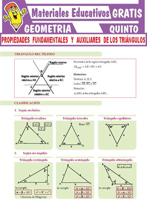 Hoja De Trabajo De Propiedades De Triángulos Los Triángulos Para