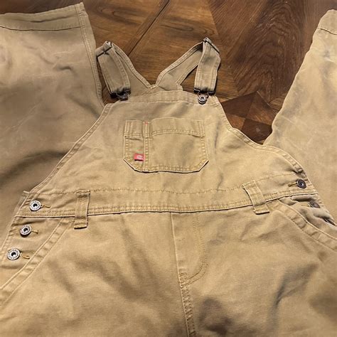 Ladies Dickies Brown Bib Overalls Medium Baggy Fit Depop