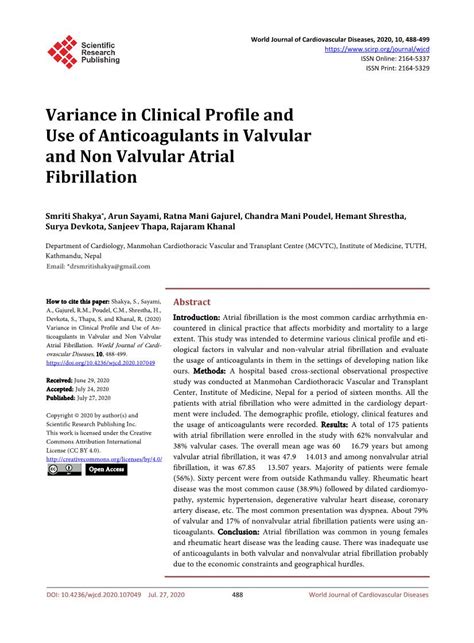 Variance In Clinical Profile And Use Of Anticoagulants In Valvular And Non Valvular Atrial