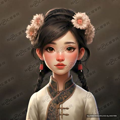 AI创作图土家族女孩卡通头像nipic 昵图网