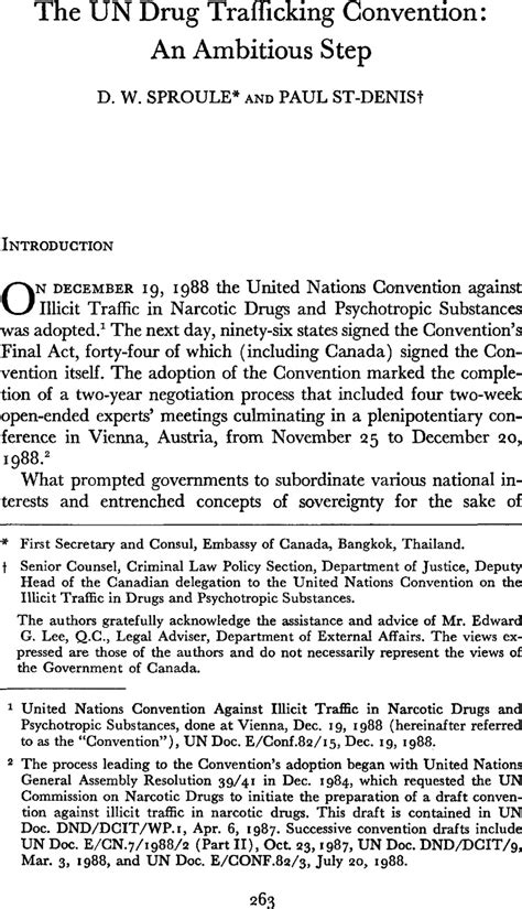The Un Drug Trafficking Convention An Ambitious Step Canadian