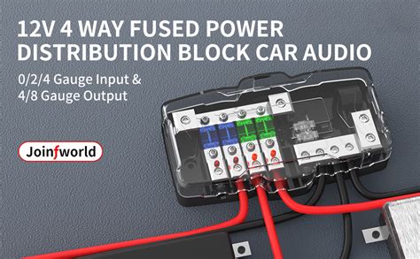 Joinfworld Fused Power Distribution Block Car Audio 4 Way Midi Mini Anl