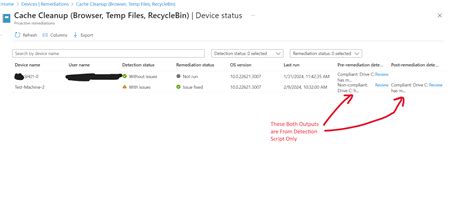 Query About Intune Proactive Remediation Script Output In Device Status