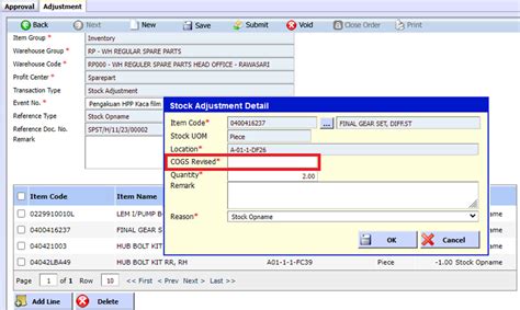 Muncul Error Ketika Proses Adjustment