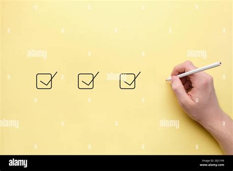 Concept Person Makes Notes In Checkbox With Pencil Stock Photo Alamy