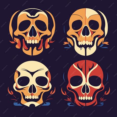 Premium Vector Human Skulls In Chic Style Vector Design Concept