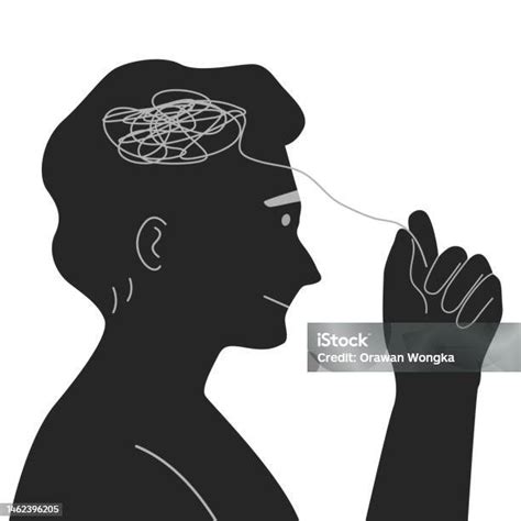 인간의 실루엣은 자신의 스트레스 또는 우울 정신 건강 개념을 이해하고 관리하는 것입니다 평면 벡터 그림입니다 Mental