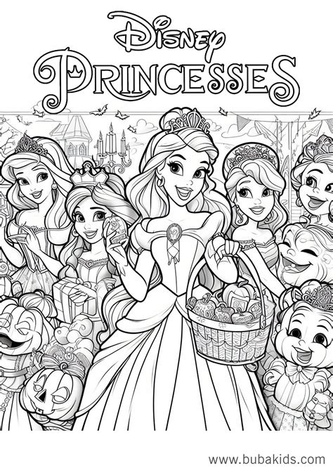 Disney Princess Halloween Jack O Lantern Trick Or Treat Coloring Page