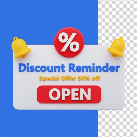Premium Psd Discount Reminder 3d Illustration