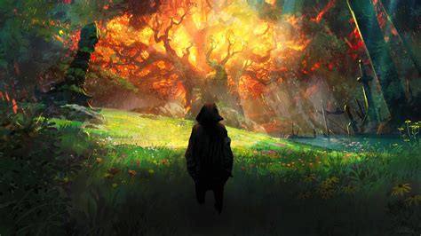 Fantasy Burning World Tree Teldrassil World Of Warcraft Wow Video Game 4k Hd Wallpaper