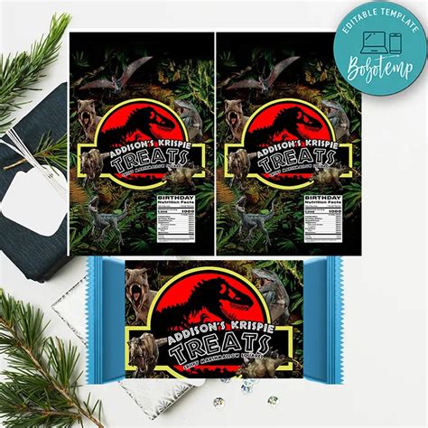 Jurassic Dinosaur Rice Krispie Treat Digital File Printable Diy Bobotemp