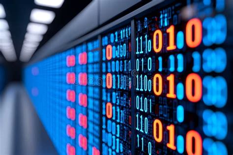 Digital Data Depicted Through Abstract Binary Code In Shades Of Blue And Orange Focus On