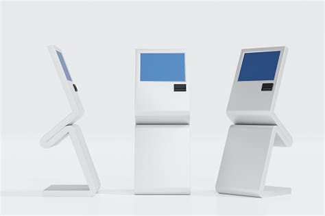 빈 디지털 스크린 배너 광고판 스탠드 간판 모니터 미디어 장치 템플릿 3d 렌더링 3차원 형태에 대한 스톡 사진 및 기타 이미지 3차원 형태 Lcd Led 조명