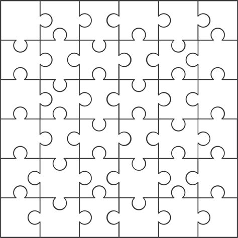 Puzzle Jigsaw Set Of 36 Outline Lineart Vector Design Flat Illustration