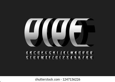 Modern Font Pipe Threedimensional Alphabet Letters Stock Vector