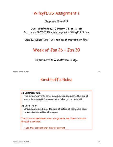 Wileyplus Assignment 1 Week Of Jan 26 Jan 30 Kirchhoff`s Rules