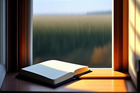 Premium Ai Image Notebook Opened At The Window Sill