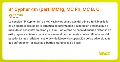 Significado De La Canción 8ª Cypher 4m Part Mc Ig Mc Ph Mc B O Mc