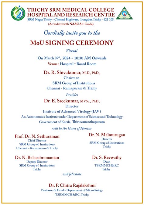 Mou Signing Ceremony Mchrc Srm Trichy
