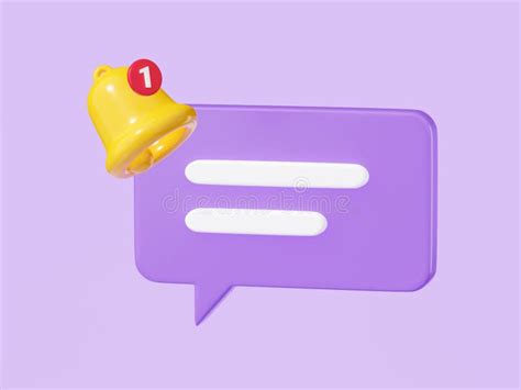 Notification Bell On Speech Bubble With Text 3d Render Stock