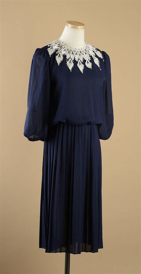 Vintage Pleated Dress With Gem
