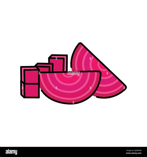 Chopped Beet Color Line Icon Natural Vegetable Pictogram For Web Page