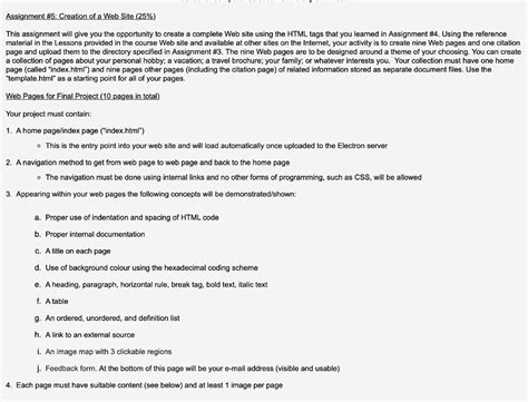 Solved Assignment 5 Creation Of A Web Site 25 This