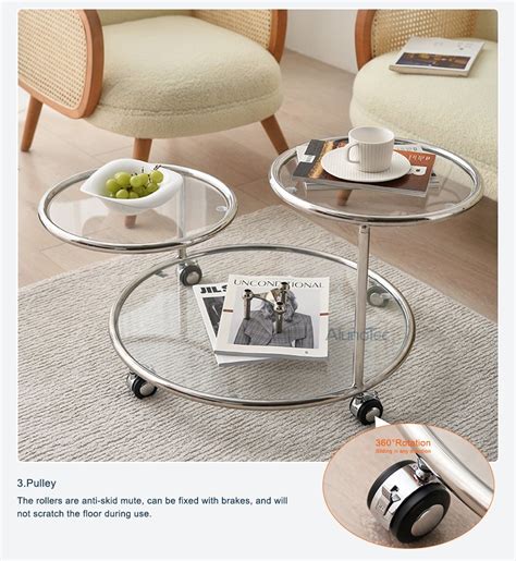 Best Price Tempered Glass Round Table Moving With Wheels China Moving