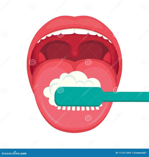 Tongue Hygiene Brush And Toothbrush Dental Care Stock Vector