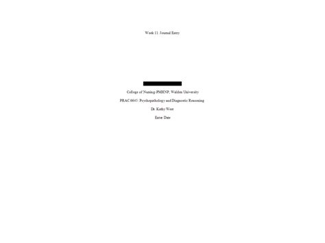 Prac 6645 Week 11 Assignment Journal Entry Course Resources
