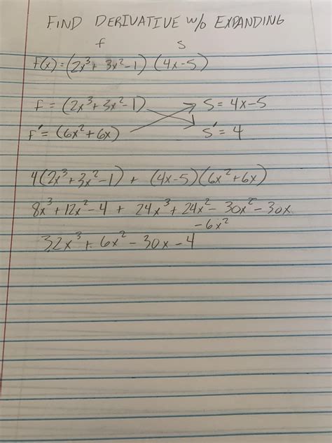 Finding Derivative Without Expanding Rcalculus