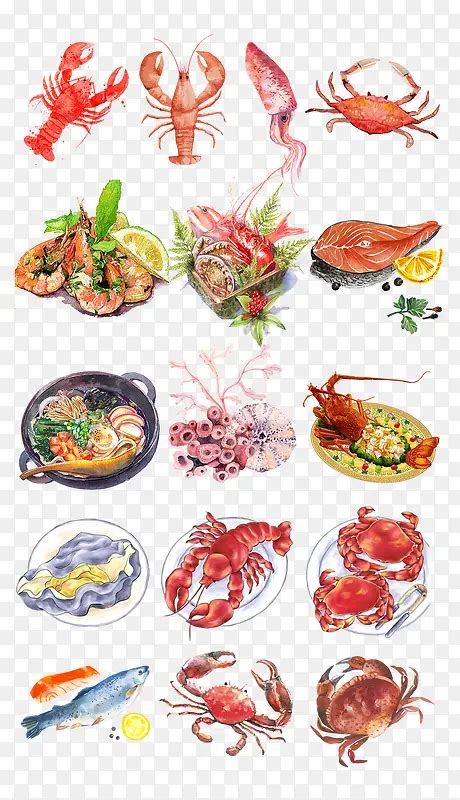 彩绘手绘海鲜食物免抠PNG图片素材下载 图片编号ygdaomgq 免抠素材网