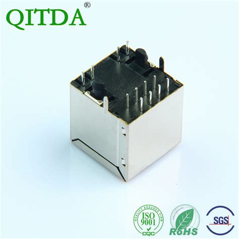 Rj45百兆网口180度带滤波器立式带灯 网络变压器网口 Rj45插座插头